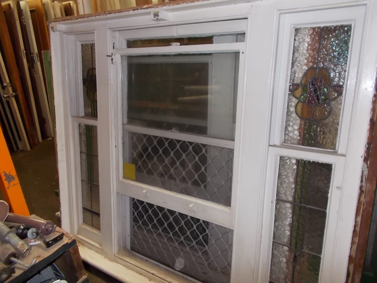 Federation lead light windows and matching door - Adelaide Recycled Timbers